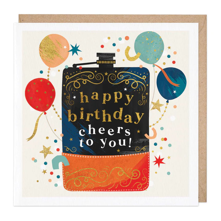 Whistlefish - Happy Birthday Cheers To You Hipflask Greetings Card ...